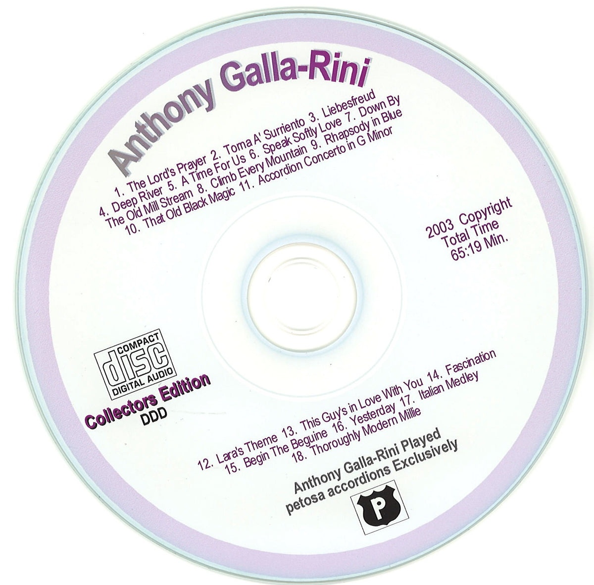 Anthony Galla-Rini Collectors Edition CD – Petosa Accordions